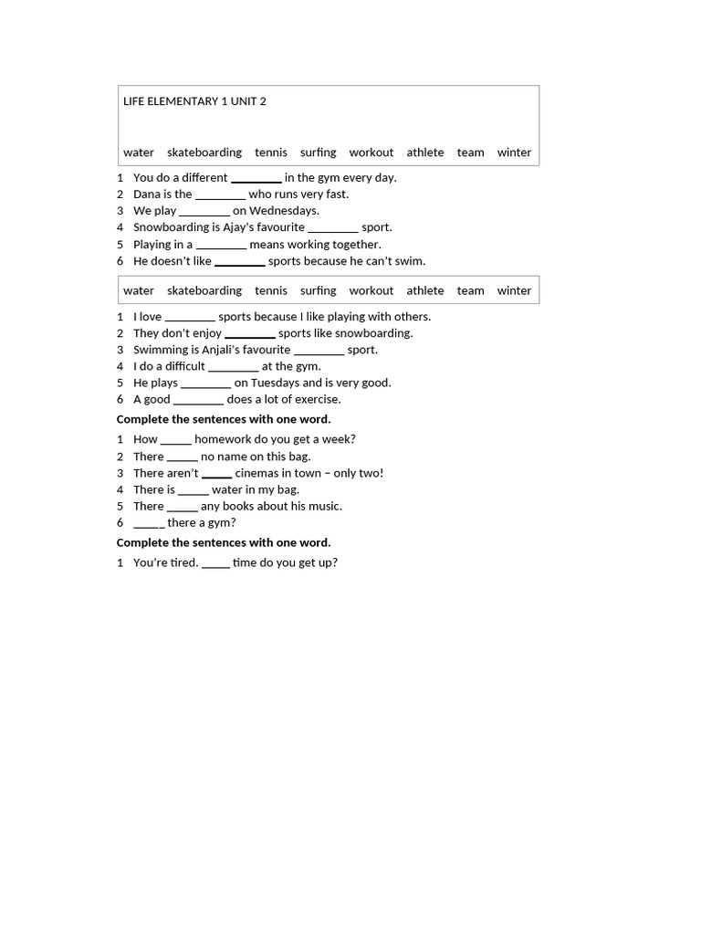 Life Elementary 1 Unit 2 | PDF