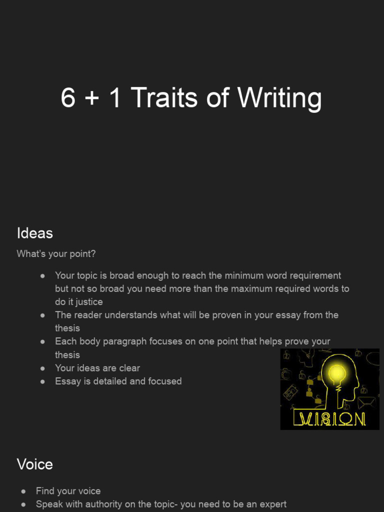 6 + 1 Traits of Writing | PDF