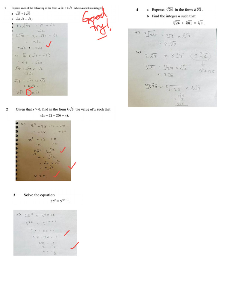 12.2 Surds and Indices SOLUTIONS | PDF