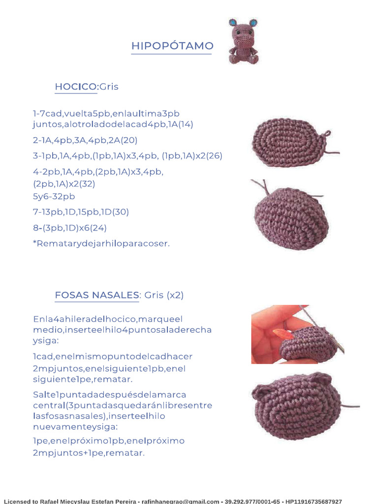 Patrón Hipopótamo A Crochet | PDF