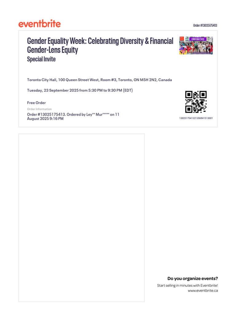 Gender Equality Week Event Order Details | PDF