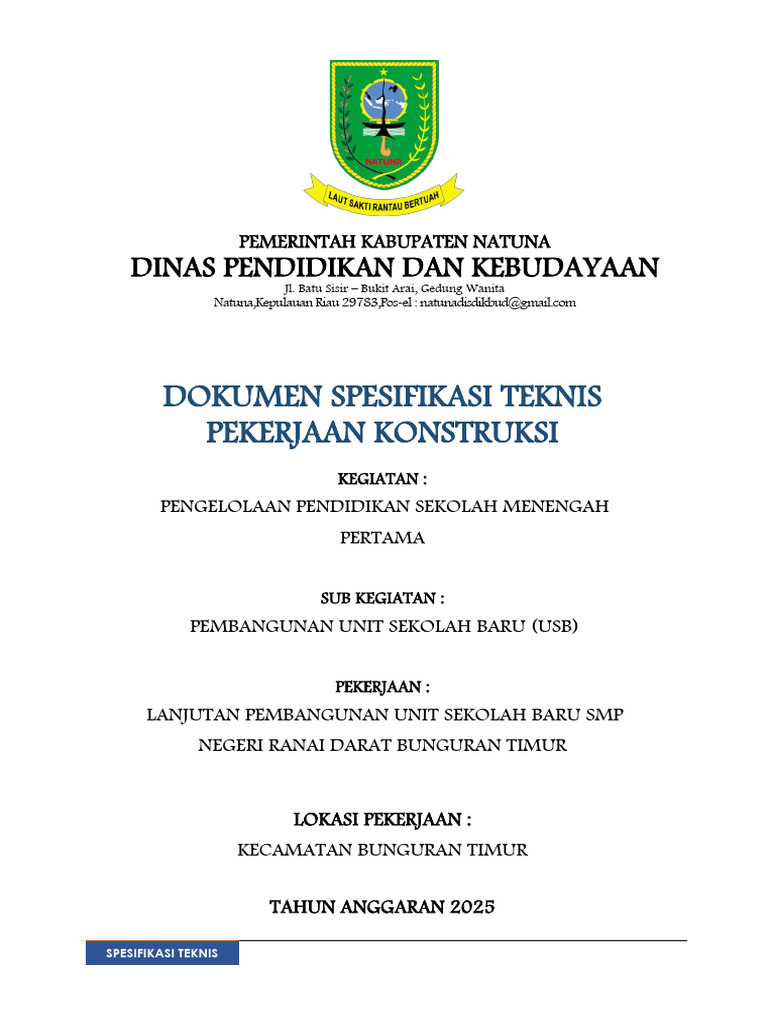Contoh SPEKTEK TENDER | PDF