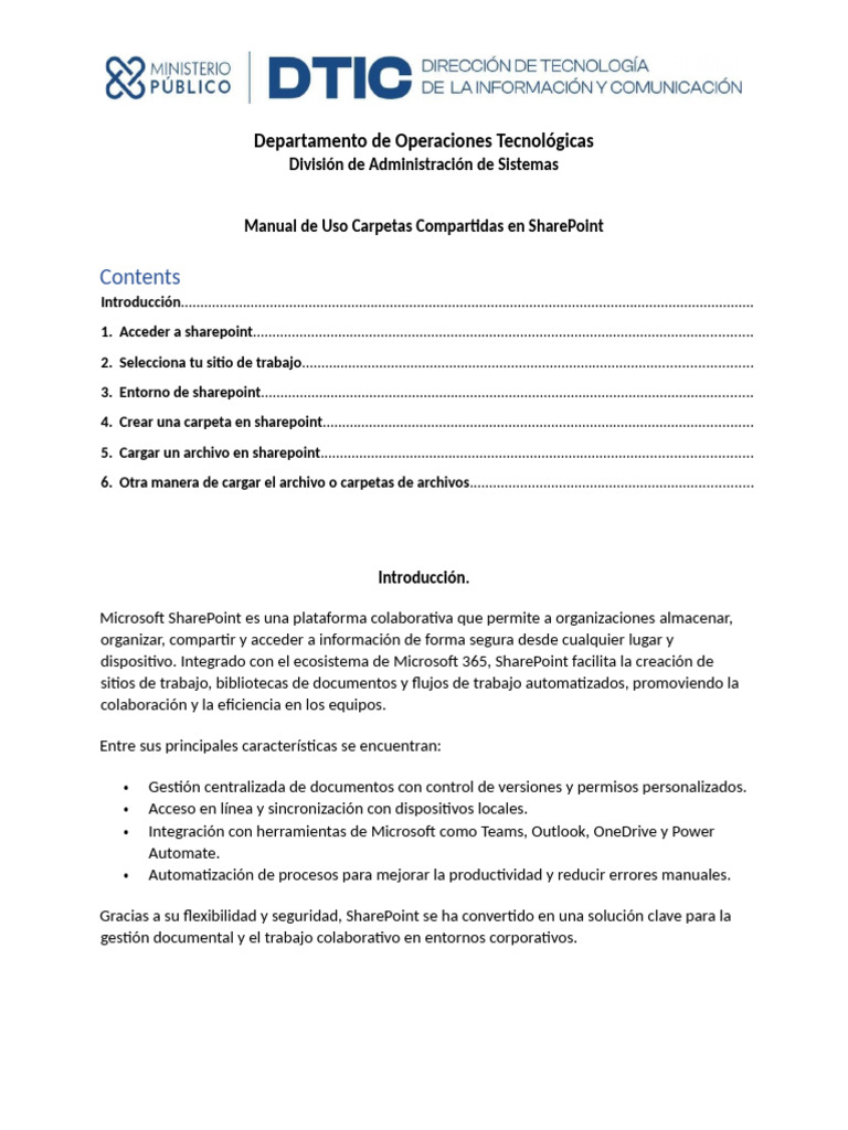 Manual Basico de Uso Sharepoint | PDF | Archivo de computadora | Microsoft