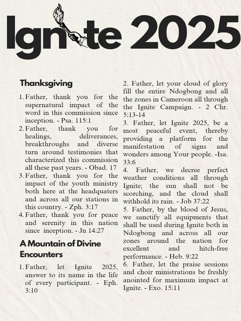 Ignite 2025 Prayer and Thanksgiving Guide | PDF | Christian Belief And ...