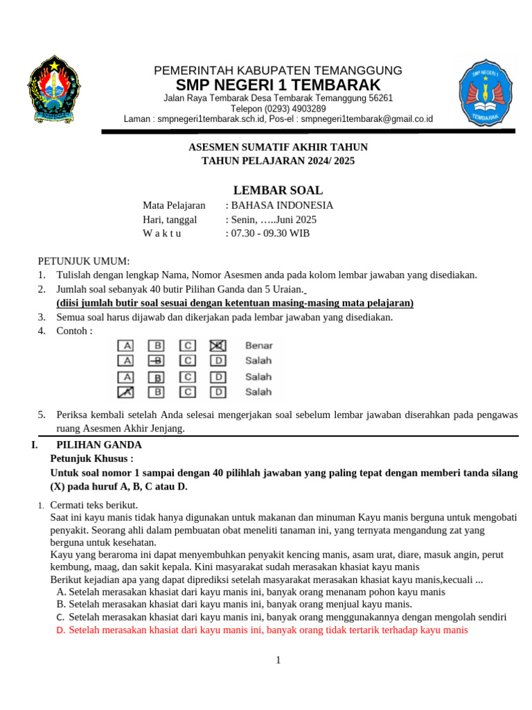ASAT JUNI 2025 KELAS 7 Kiirim Ke Panitia | PDF