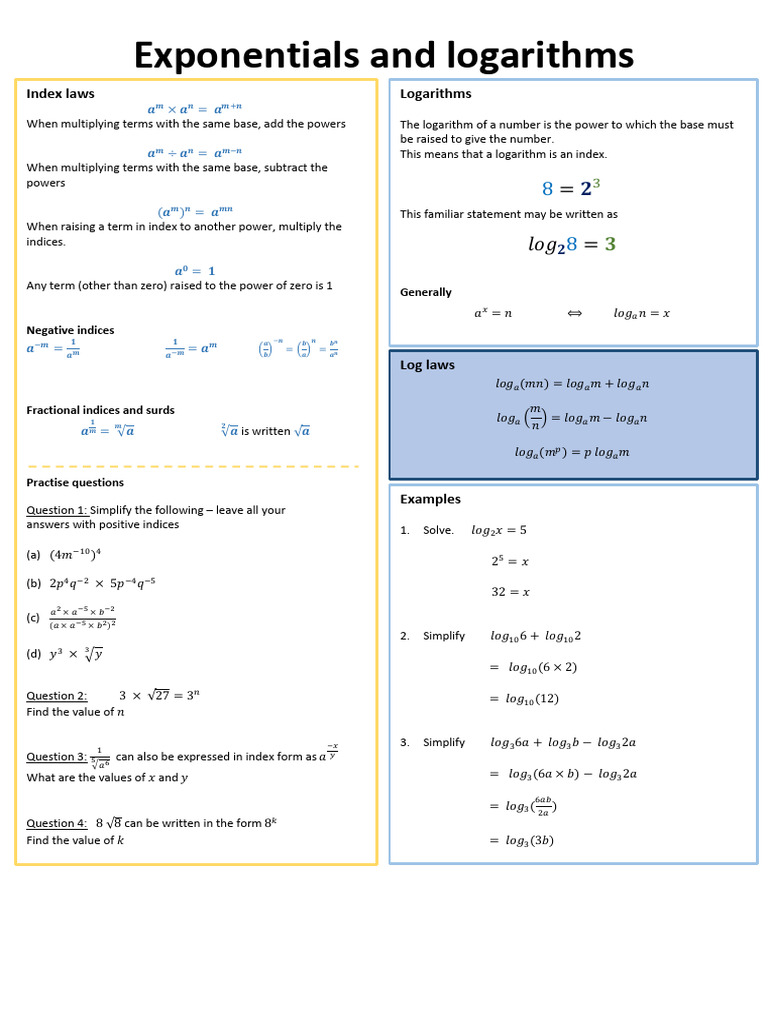 Exponentials and Logarithms | PDF | Logarithm | Mathematics