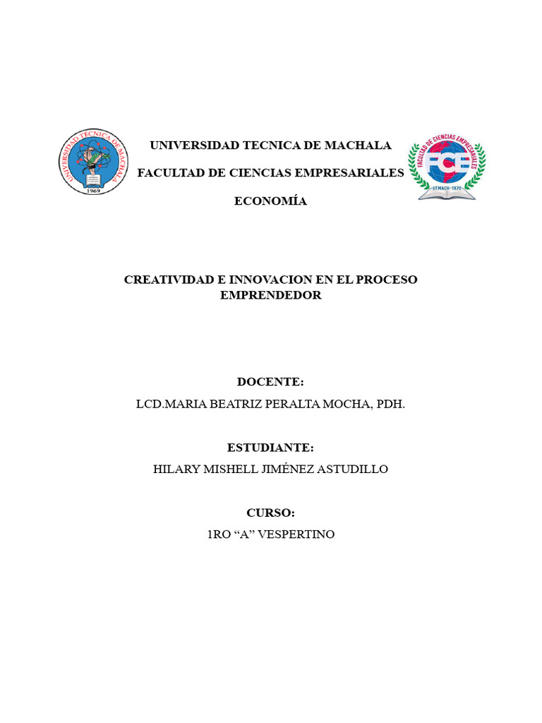 Creatividad e Innovación en El Proceso Emprendedor | PDF | Iniciativa empresarial | Creatividad