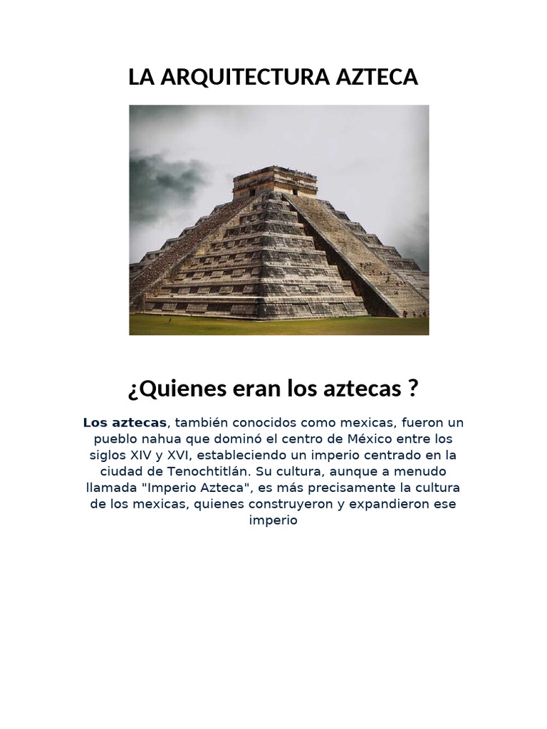 Arquitectura de los Aztecas: Esencia y Estructuras | PDF