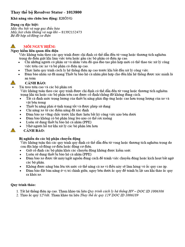 Thay Thế Bộ Resolver Stator | PDF