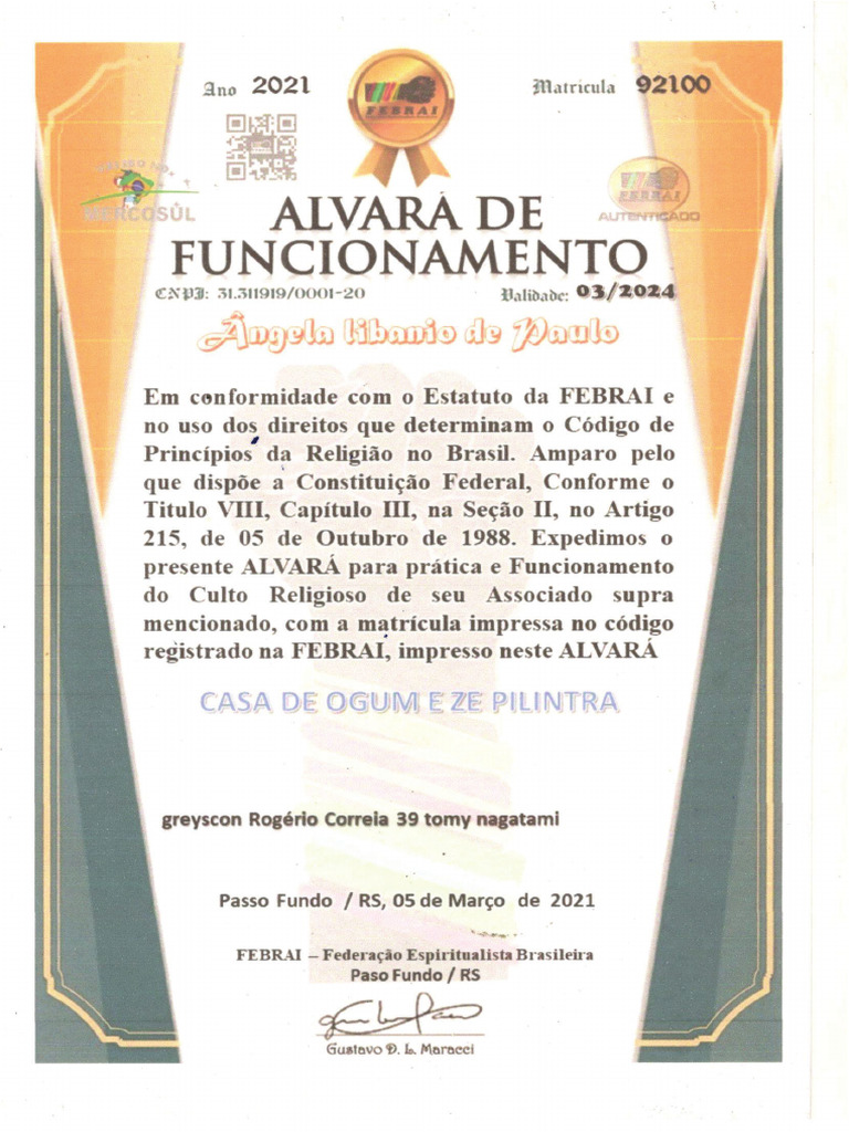 Alvara de Funcionamento | PDF