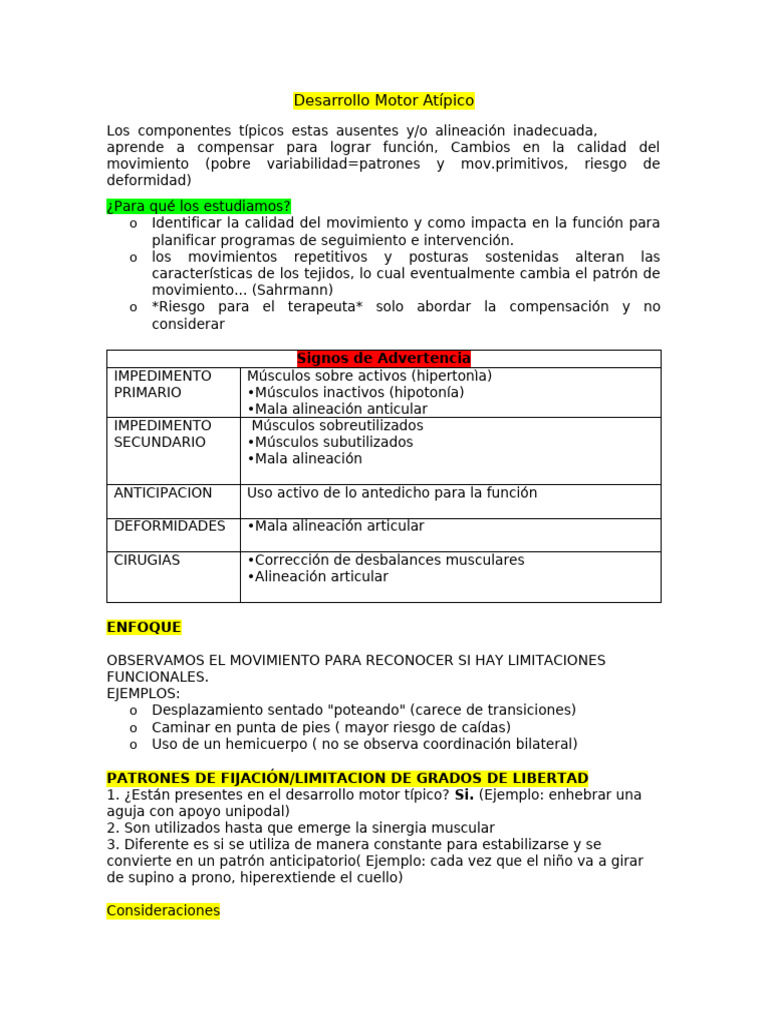 Desarrollo Motor Atípico en Niños | PDF | Pelvis | Hombro