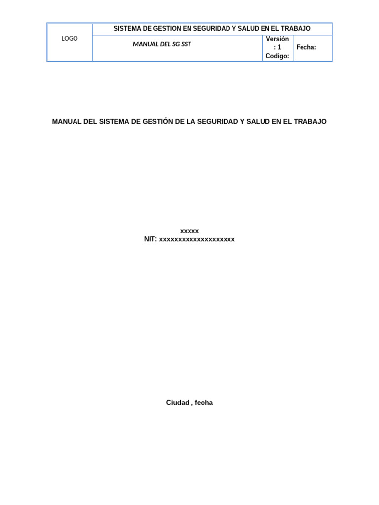 Manual SG-SST: Seguridad y Salud Laboral | PDF | Seguridad y salud ...