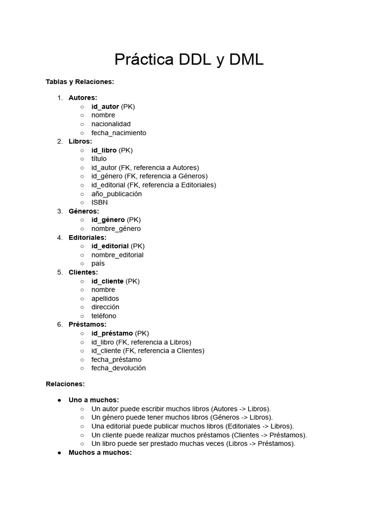 (Tp1) Práctica DDL y DML | PDF