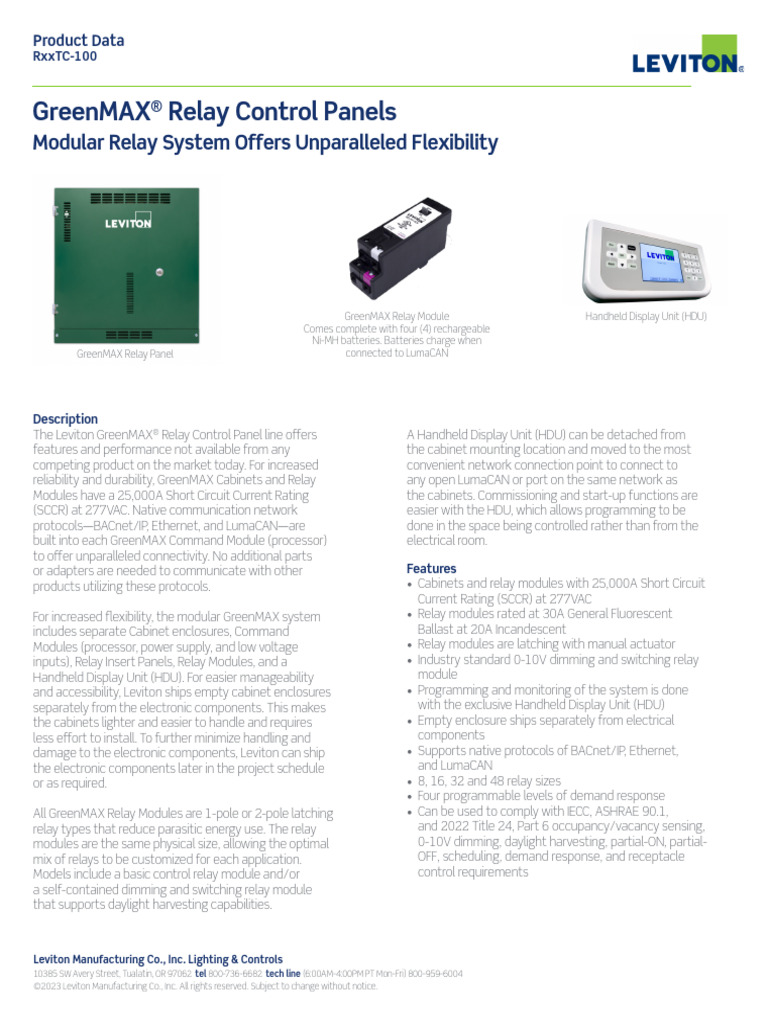 GreenMAX Relay Control Panel Overview | PDF | Relay | Power Supply