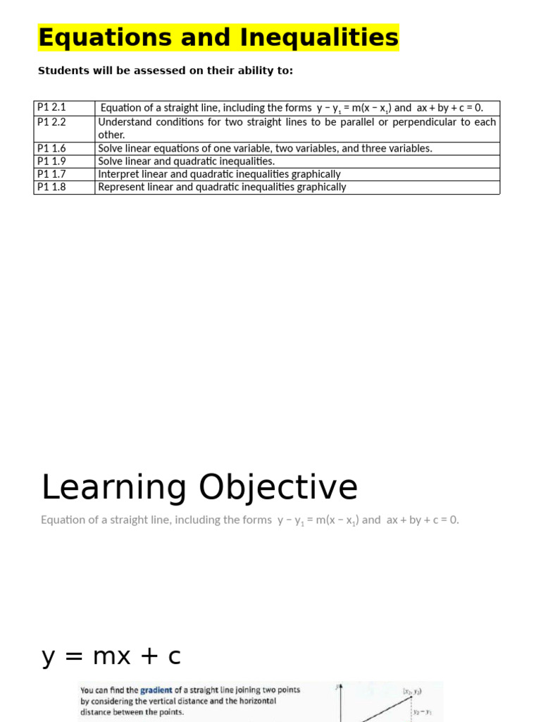 Equations and Inequalities | PDF | Equations | Line (Geometry)