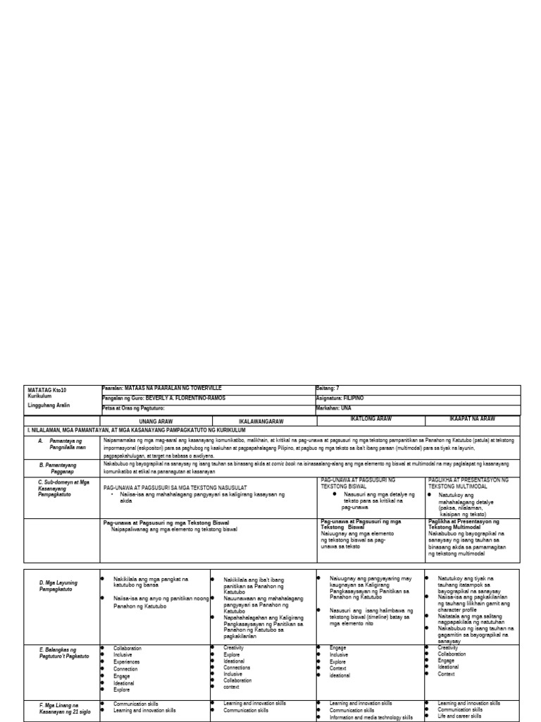 LE G7 Filipino Q1 W1 | PDF