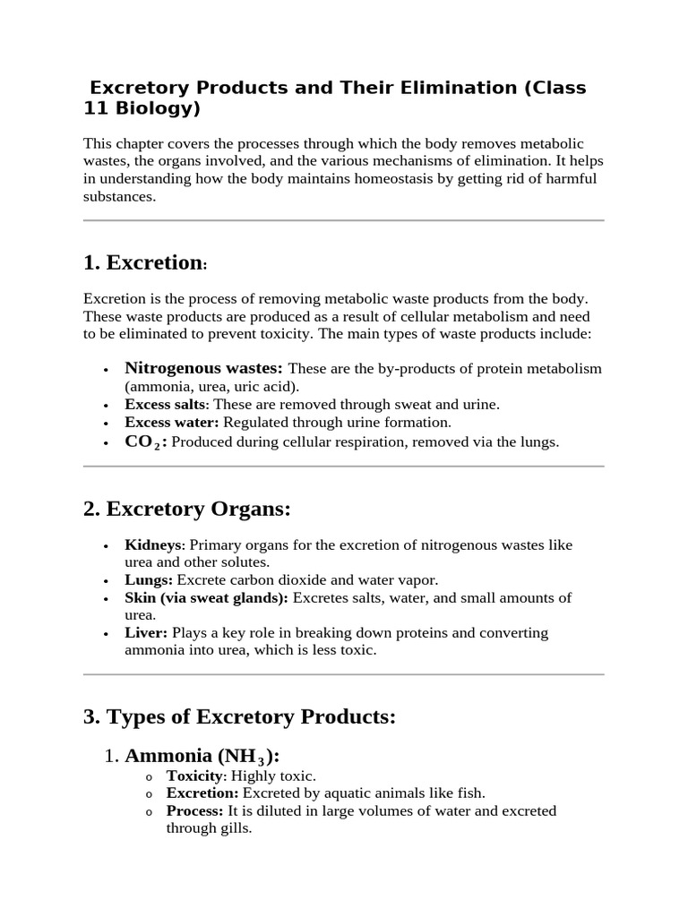 G-11 Biology Shorts Note by Dharaneesh | PDF | Kidney | Excretion