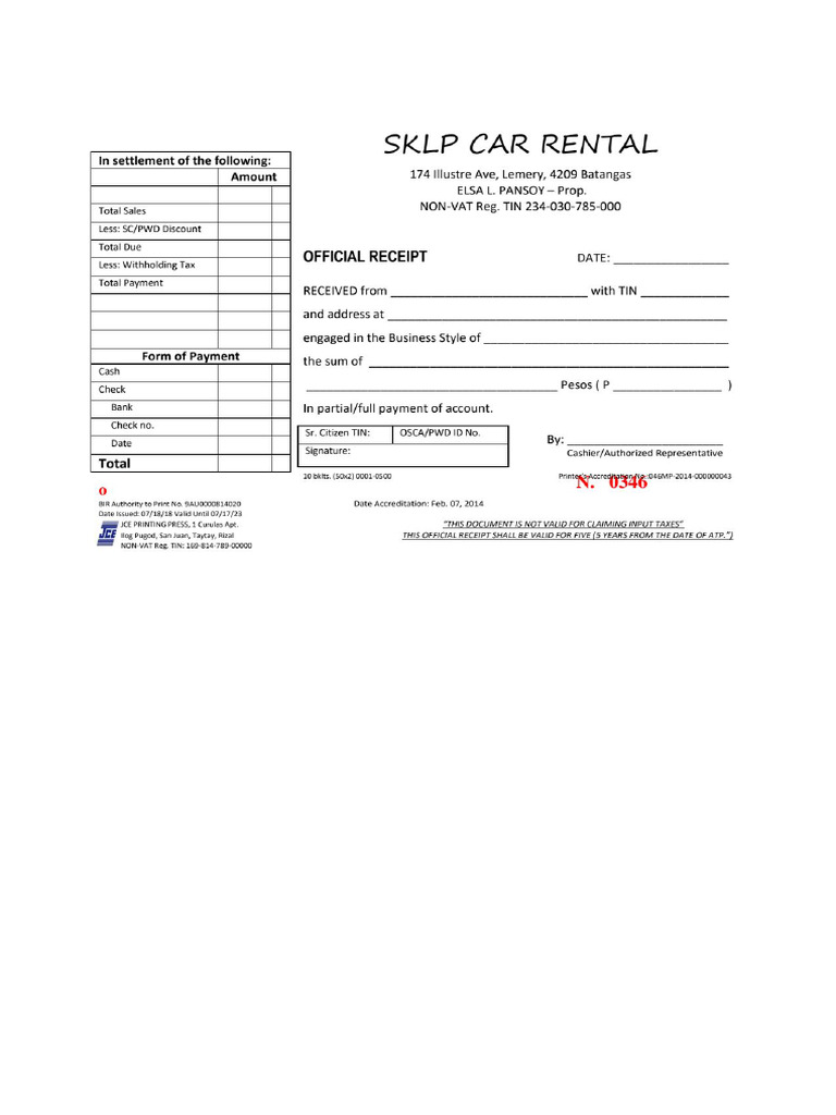 Receipt Sample | PDF