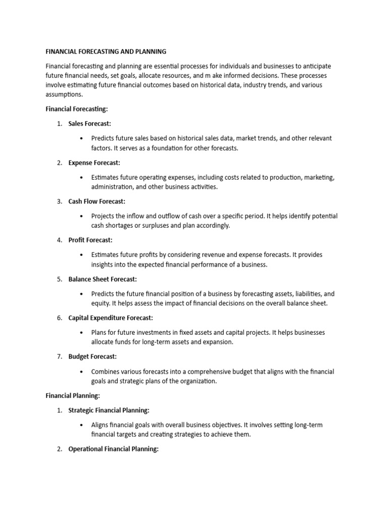 Financial Forecasting & Planning Guide | PDF | Expense | Budget