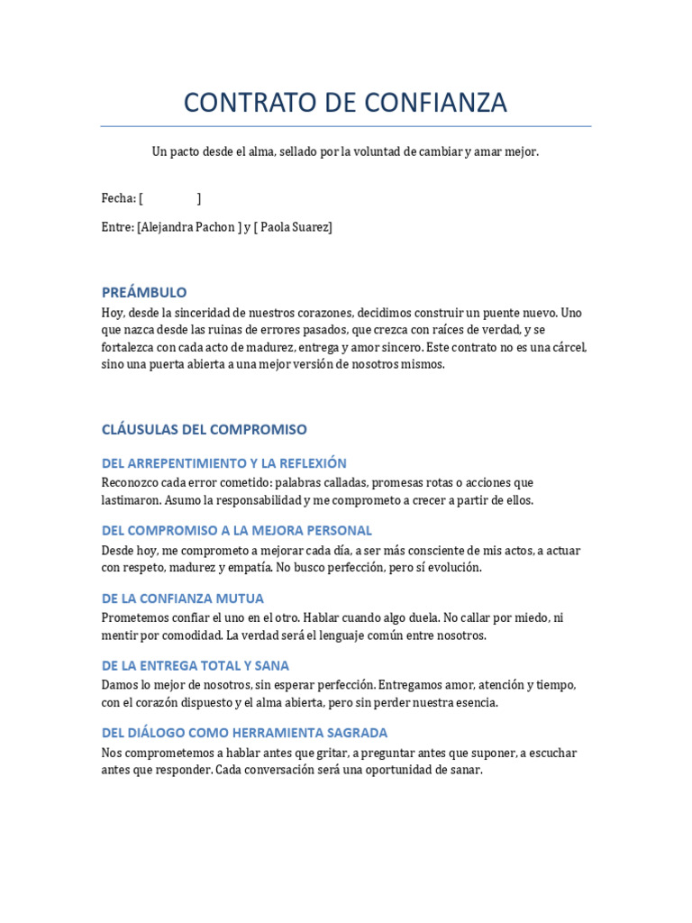 Contrato de Confianza y Compromiso | PDF