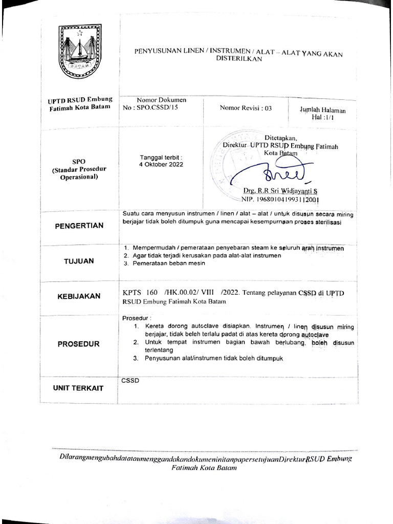 15 Penyusunan Linen, Instrumen, Alat-Alat Yang Akan Disterilkan | PDF