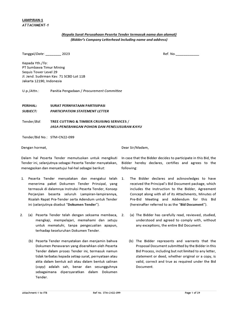 Form Attachment To ITB - STM-CN22-099 | PDF