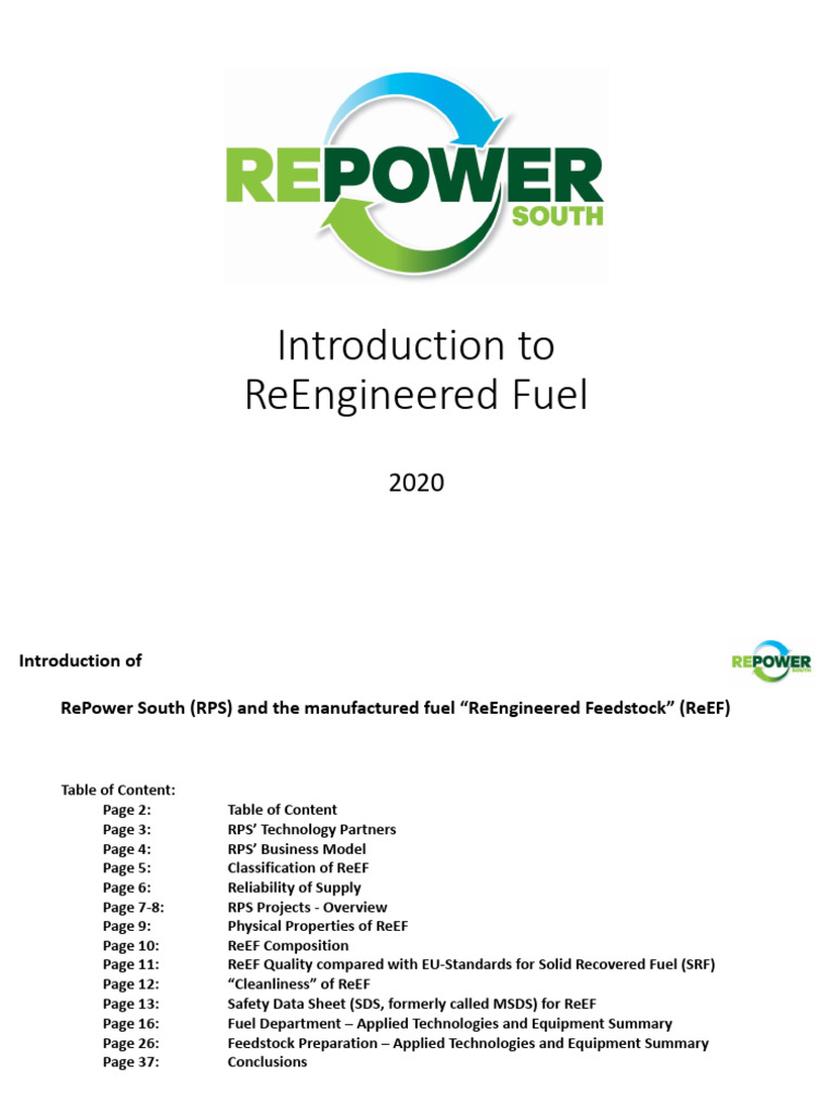 RePower South: ReEngineered Feedstock Overview | PDF | Municipal Solid ...