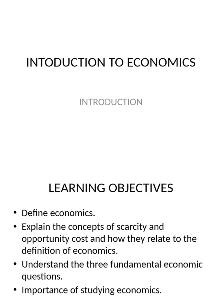 Introduction To Economics | PDF | Economics | Social Sciences