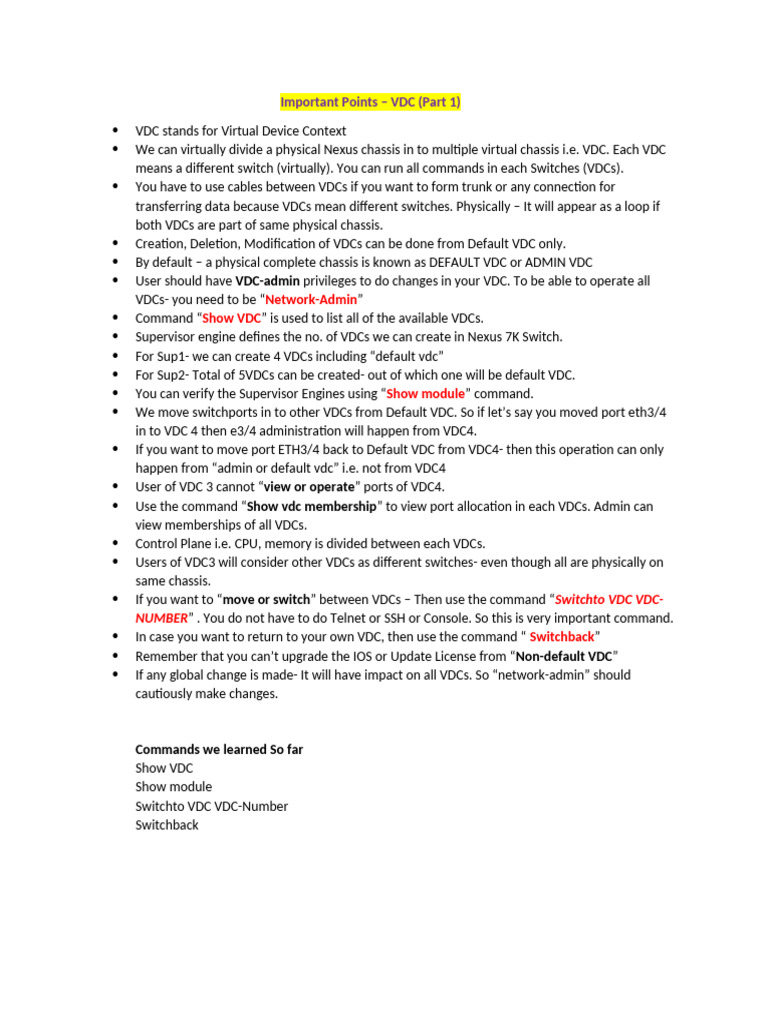 Understanding Virtual Device Contexts (VDC) | PDF