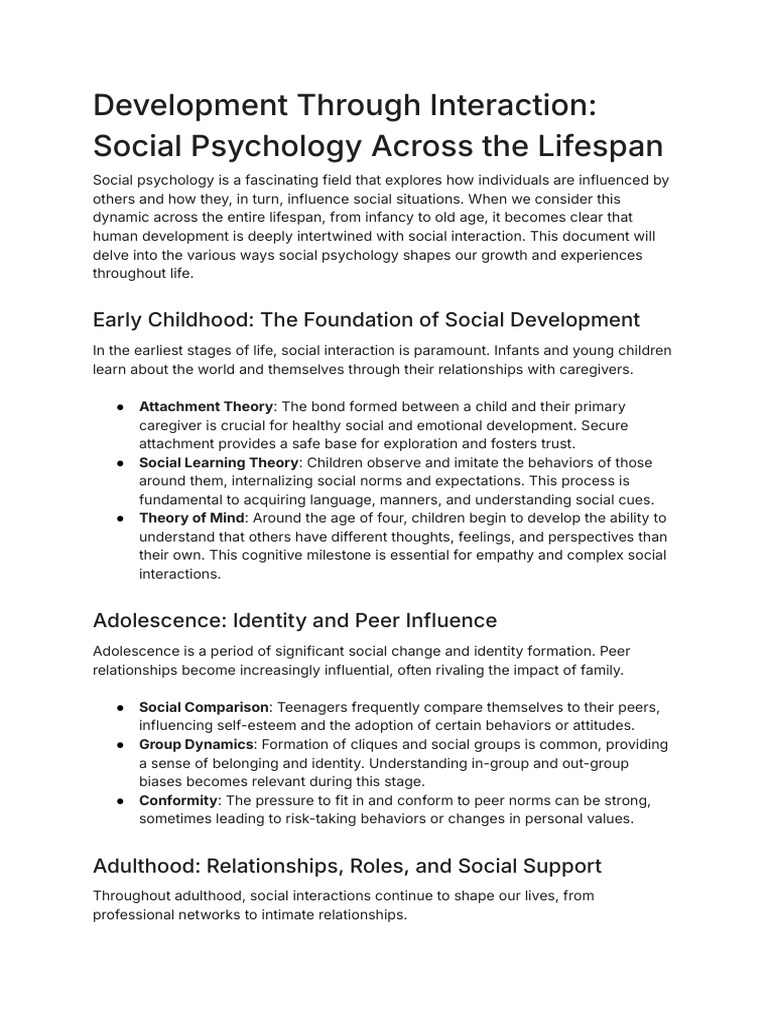 Social Interaction Across the Lifespan | PDF | Attachment Theory ...