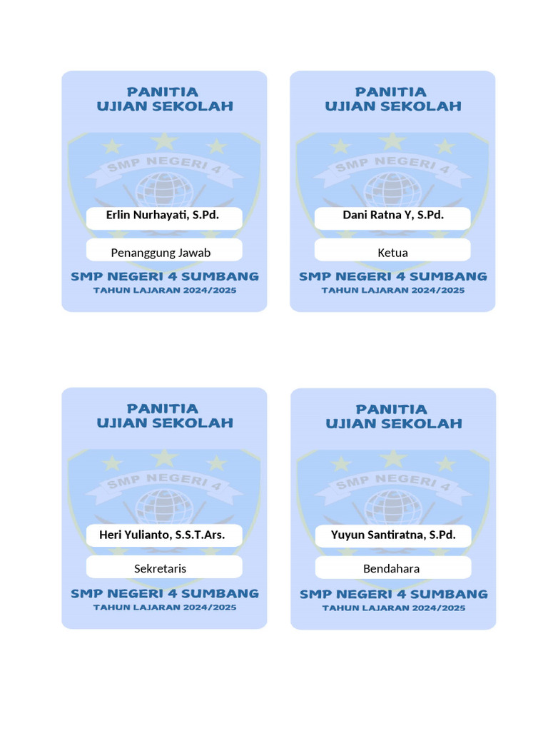Tanda Pengenal Panitia | PDF