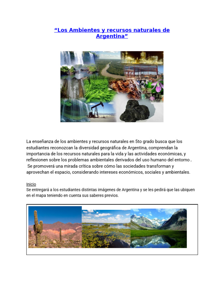 Ambientes Naturales de Argentina 5to Grado | PDF