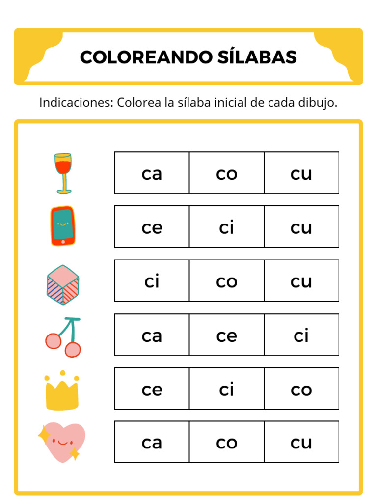 Hoja de Trabajo Coloreando Sílabas Divertido Azul PDF | PDF