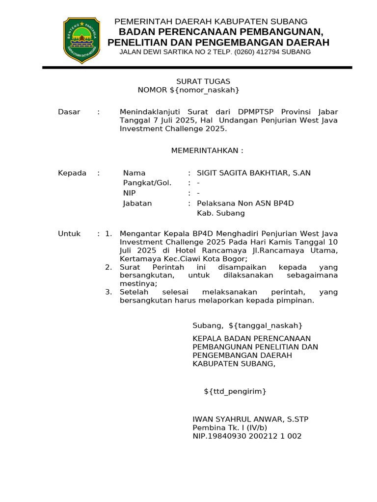 Format Sp Srikandi Satu Org | PDF
