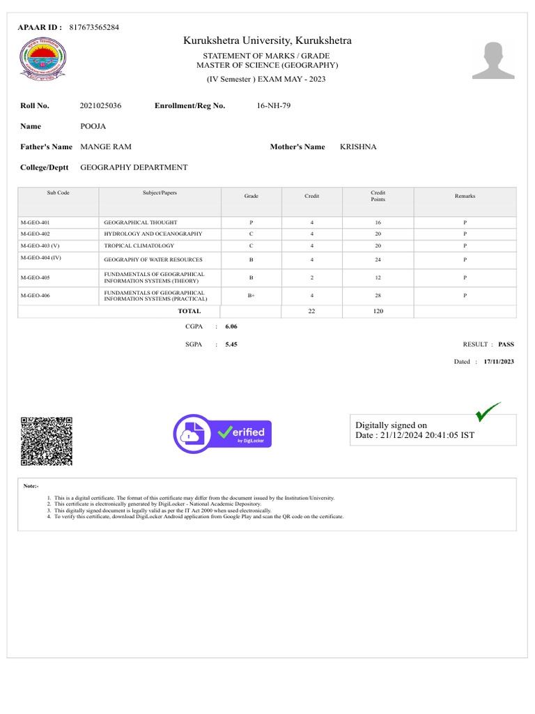 Degree_ Diploma Marksheet | PDF