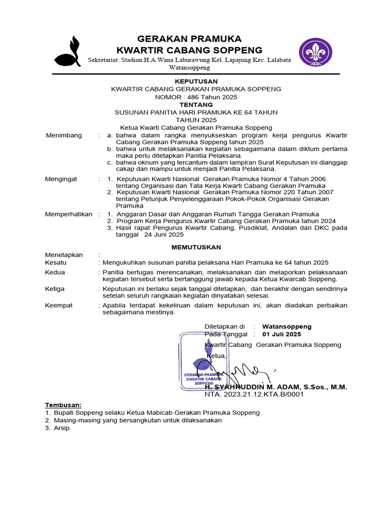 Susunan Panitia Hari Pramuka 2025 | PDF
