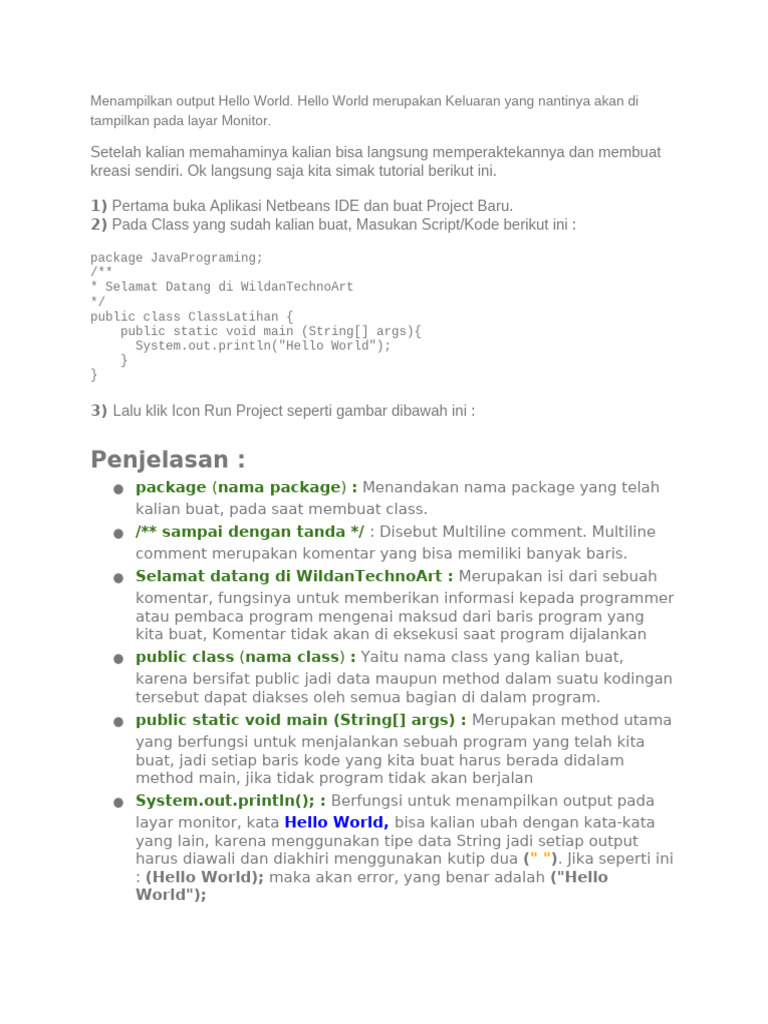 Menampilkan Output Hello World PBO | PDF