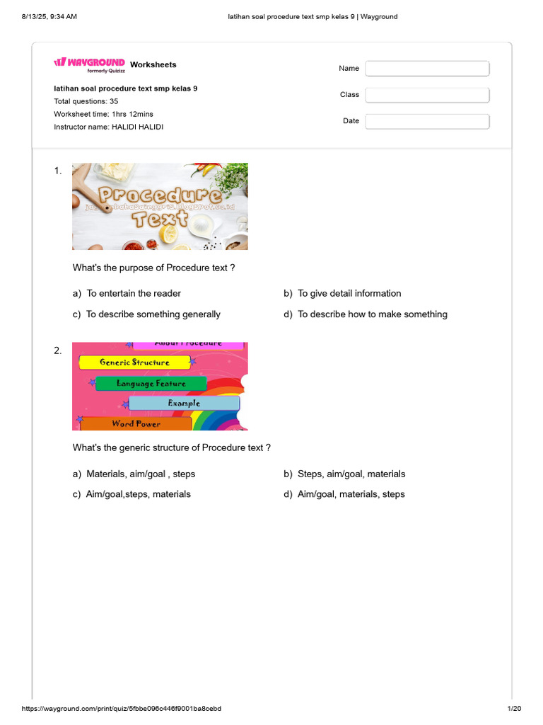 Procedure Text Worksheets for Grade 9 | PDF | Tea | Parsley