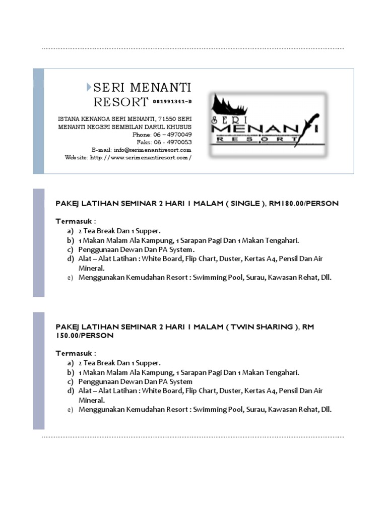 Seminar and Team Building Packages | PDF | Cooking, Food & Wine