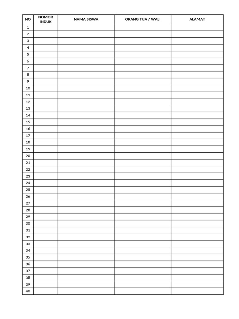 Tabel Buku Induk | PDF