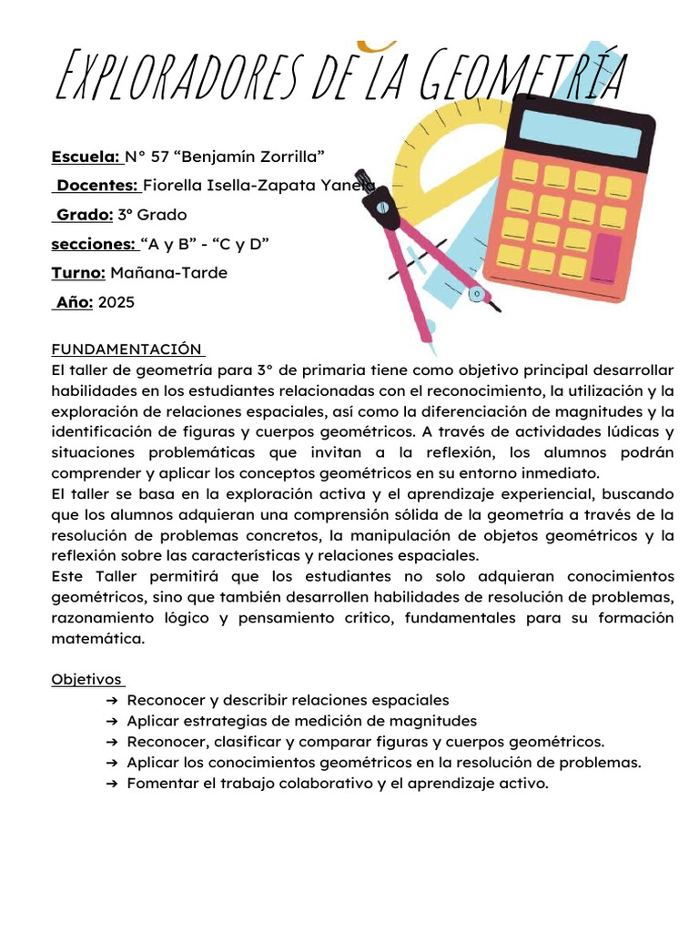 Taller de Geometría para 3° Primaria | PDF | Geometría | Medición
