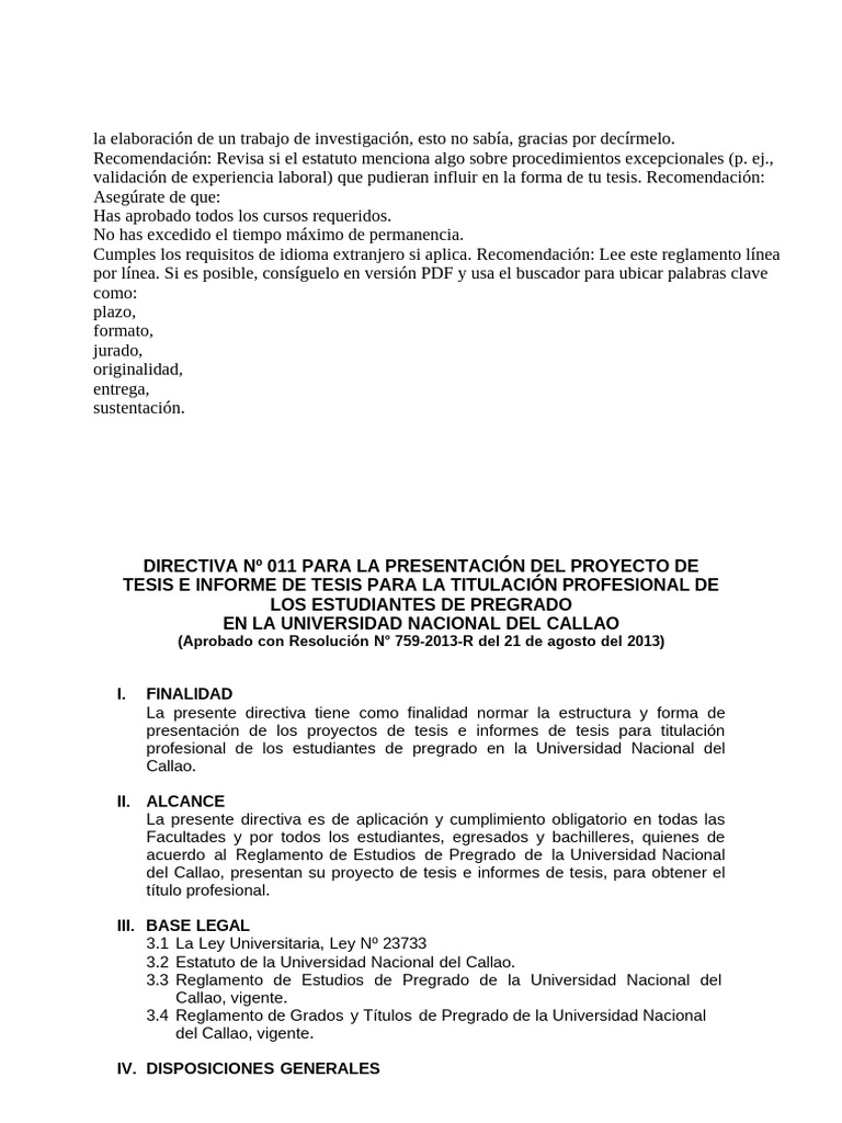 Directiva para Tesis en UNAC | PDF | Hipótesis | Investigación cuantitativa