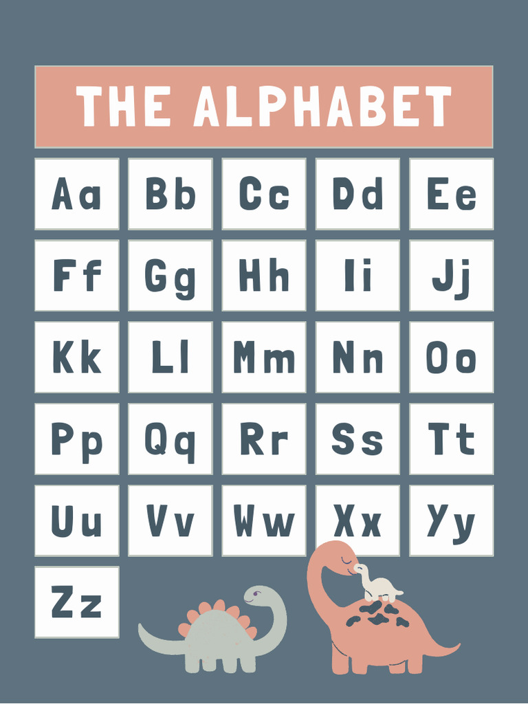 Alphabet Poster in Blue Orange Simple Style | PDF