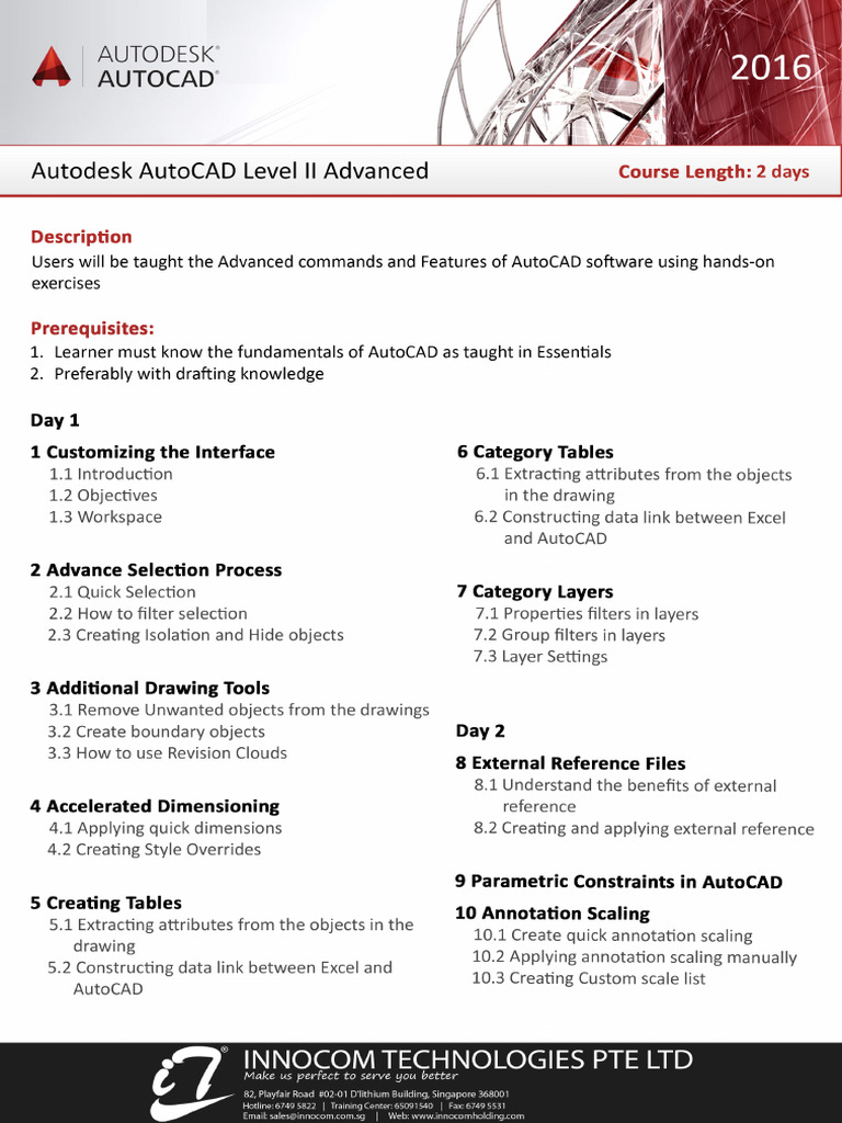 Autodesk Autocad Level II Course Outline (Advanced) | PDF
