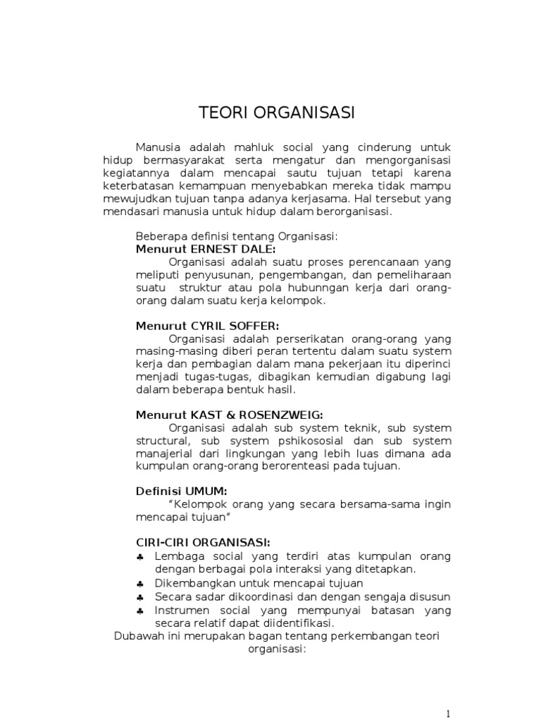 Teori Organisasi | PDF | Politik | Sains & Matematika Teori Organisasi | PDF | Politik | Sains & Matematika