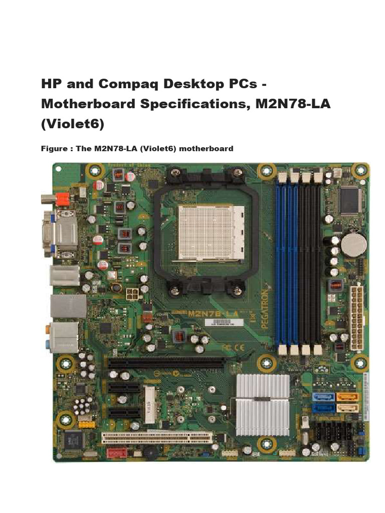 Pegatron M2N78-LA Motherboard Specs | PDF | Personal Computers | Office ...