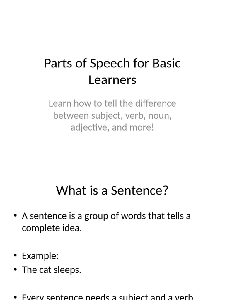 Parts of Speech Lesson | PDF
