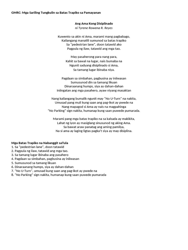 GMRC - Batas Trapiko | PDF