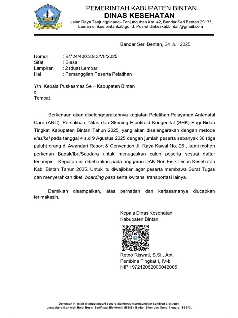 Surat Pemanggilan Peserta Revisi | PDF