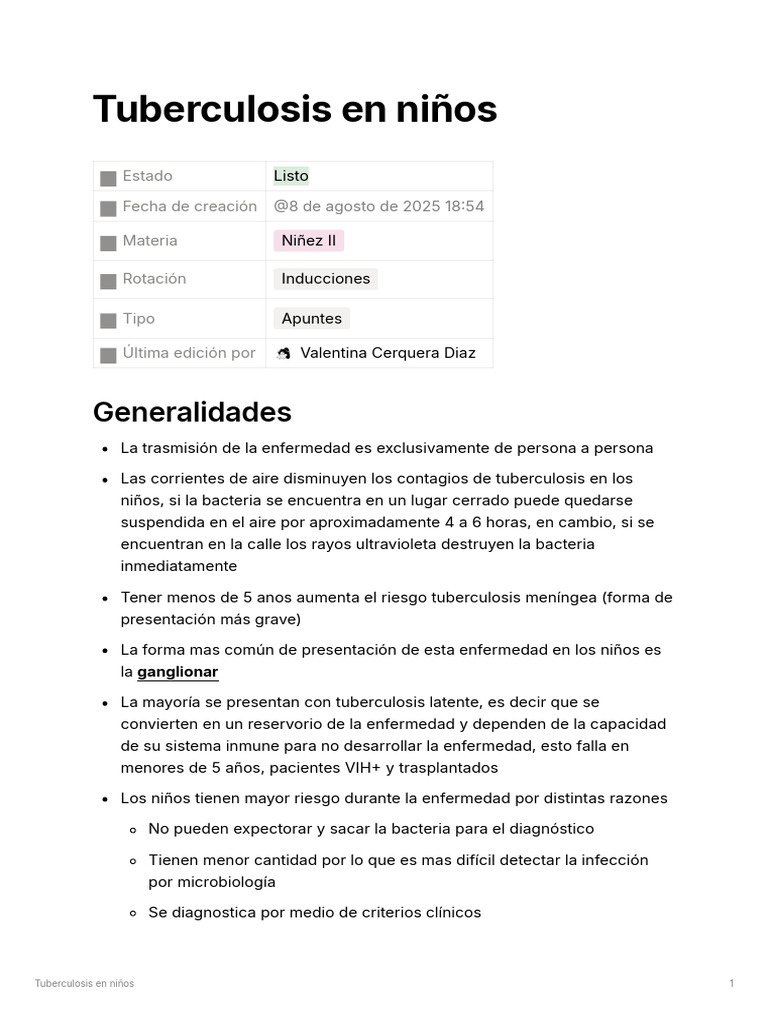 Tuberculosis en Niños: Diagnóstico y Tratamiento | PDF | Tuberculosis ...